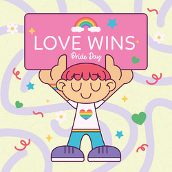 Isolated cute transgender chibi character holding Vector Image