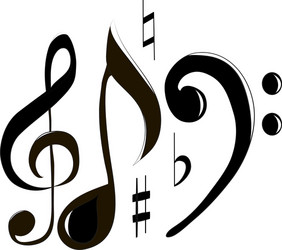 Treble clef and note Royalty Free Vector Image