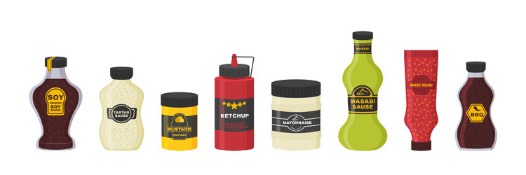 Bottles with sauce Royalty Free Vector Image - VectorStock