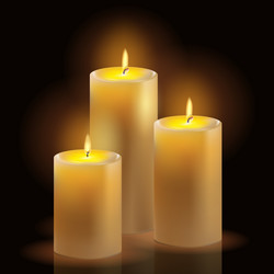 Candles burning with fire realistic Royalty Free Vector