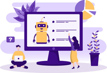 Robot virtual assistance or chatbot background Vector Image