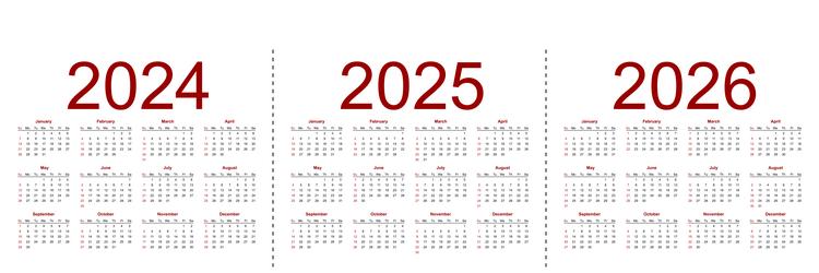 Simple editable calendars for year 2024 Royalty Free Vector