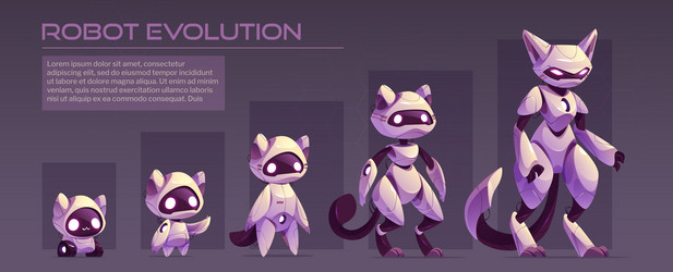 Cute ai robot level evolution character Royalty Free Vector