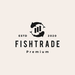 Fish trade hipster vintage logo icon Royalty Free Vector