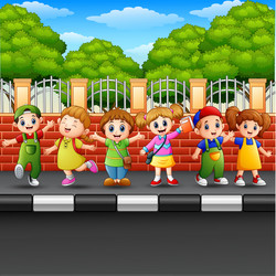 Children riding on the train Royalty Free Vector Image