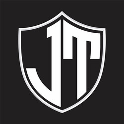 Jt logo monogram with piece circle ribbon style Vector Image