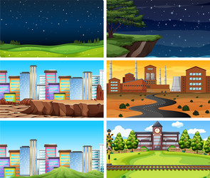 Set scenes in nature setting Royalty Free Vector Image