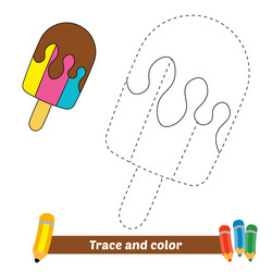 Trace and color for kids ice cream Royalty Free Vector Image