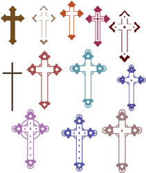 Christian cross set catholic and orthodox Vector Image