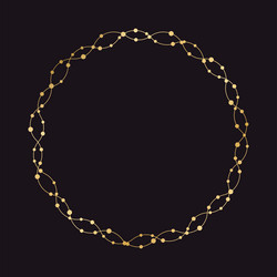 Gold round christmas fairy lights frame border Vector Image