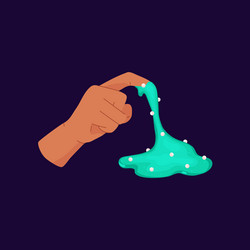 Hand holds blue sticky slime toy cartoon flat Vector Image