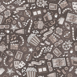 Cartoon cute hand drawn cinema seamless pattern Vector Image