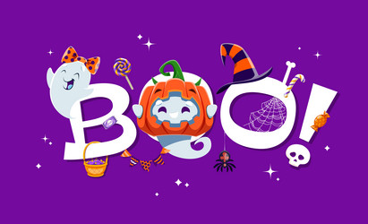 Cute Halloween Ghost Banner Royalty Free Vector Image
