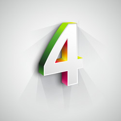 Four number 3d modern 3d icon with number 3d Vector Image