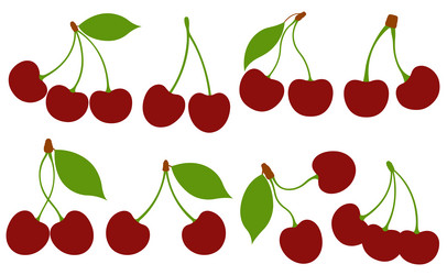 Red Cherries Cartoon Set Royalty Free Vector Image