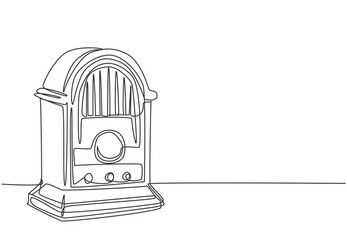 One single line drawing retro old classic Vector Image