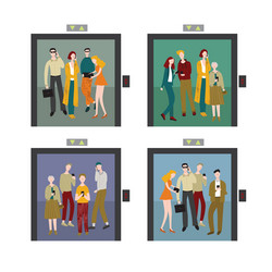 Cartoon elevators and stairs set Royalty Free Vector Image