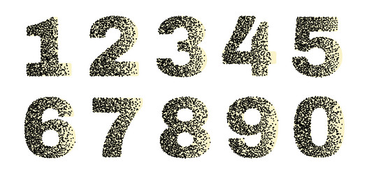 Halftone numbers set half tone numeral symbols Vector Image
