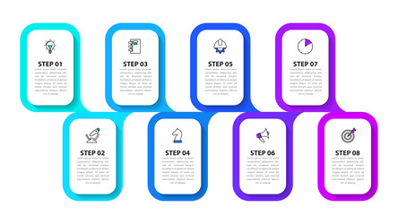 Infographic template 8 abstract arrows in a row Vector Image