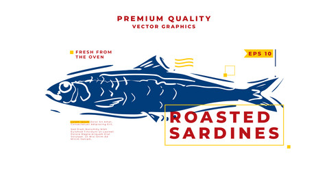 Hand drawn of tuna poster design Royalty Free Vector Image
