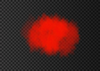 Red smoke cloud isolated on transparent background