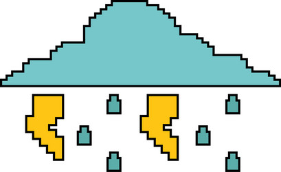 Pixelated cloud rain thunderbolt storm weather Vector Image