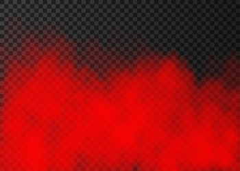 Red smoke cloud isolated on transparent background