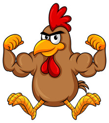 Muscular rooster cartoon character Royalty Free Vector Image