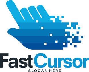 Colorful pixel cursor logo fast Royalty Free Vector Image