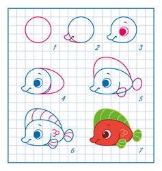 How to draw fish idol step by step lesson Vector Image