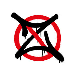 Crossed out drone sprayed font graffiti Royalty Free Vector