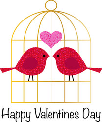 Cute valentine birds in pink glitter heart Vector Image