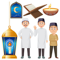 Muslim cartoon characters Royalty Free Vector Image