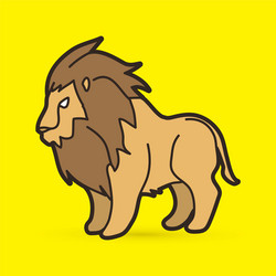 Lion standing side view graphic Royalty Free Vector Image