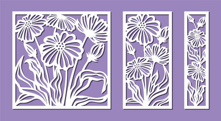 Laser cutting templates with floral pattern set Vector Image