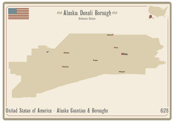 Map of denali borough in alaska usa Royalty Free Vector