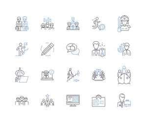 Pursuit line icons collection chase hunt quest Vector Image