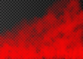 Red smoke cloud isolated on transparent background