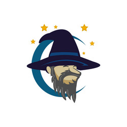 Wizard head face mascot logo Royalty Free Vector Image