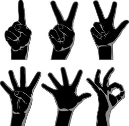 Hands showing numbers hand gesture count 1 Vector Image