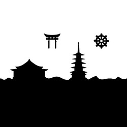 Japanese Building Silhouette Vector Images (over 1,500)