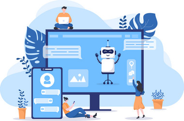 Robot virtual assistance or chatbot background Vector Image