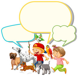 Speech bubbles with kids and pets Royalty Free Vector Image