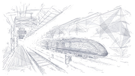 Railway Station Sketch Outline