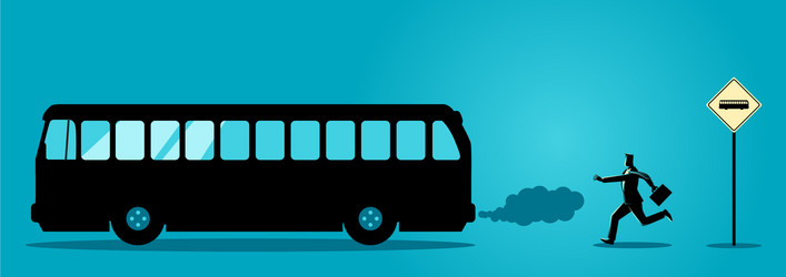 Businessman chasing the bus Royalty Free Vector Image