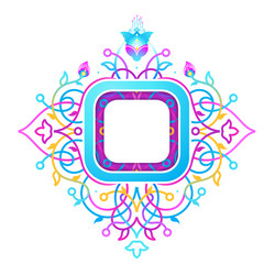 Neon frame in eastern style acid color Royalty Free Vector