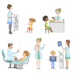 Medical dental teeth checkup doctor and patient Vector Image