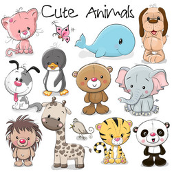 Set cute cartoon animals Royalty Free Vector Image