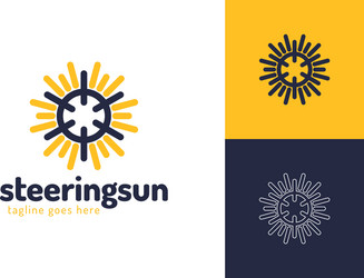 Ship steering sun logo wheel logo design Vector Image