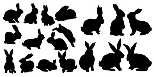 Rabbit set isolated on white background Royalty Free Vector